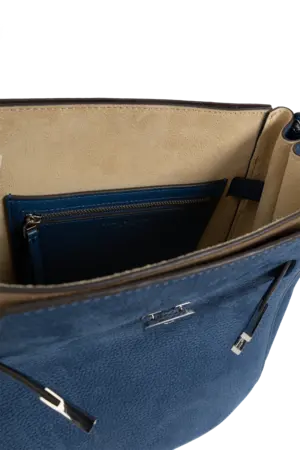 Tory Burch Lee" Leather Shoulder Bag With Turn Lock Clasp - Blue