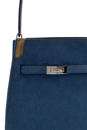 Tory Burch Lee" Leather Shoulder Bag With Turn Lock Clasp - Blue
