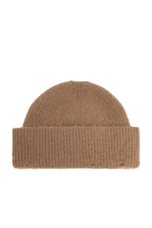 LANEUS Ribbed Knit Beanie - Beige