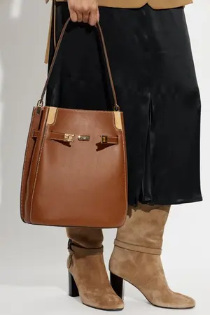Tory Burch Lee' Leather Satchel With Turn Lock Closure