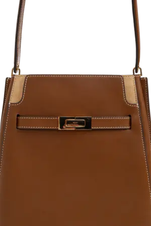 Tory Burch Lee' Leather Satchel With Turn Lock Closure