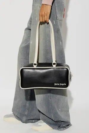 Palm Angels Leather Bowling Bag With Logo Detail