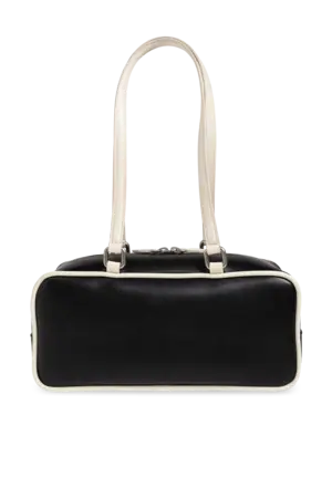Palm Angels Leather Bowling Bag With Logo Detail