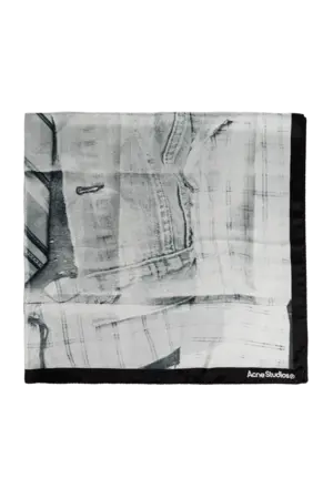 Acne Studios Silk Scarf With Pattern - Grey