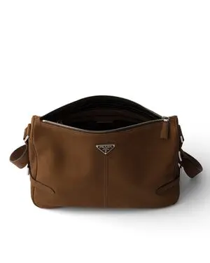 Prada Nubuck Leather Shoulder Bag - Brown