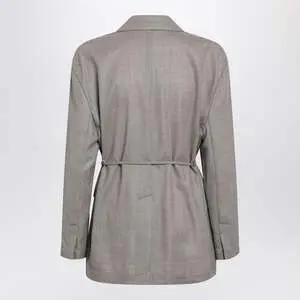 Brunello Cucinelli Double-breasted Almond Virgin Wool Blazer