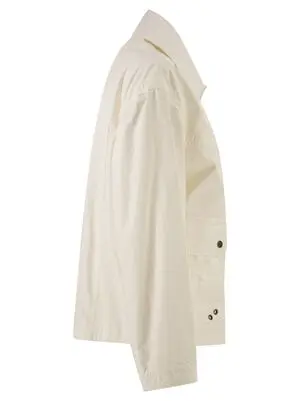 FAY Cropped Technical Cotton Jacket With Signature Hook Fastening