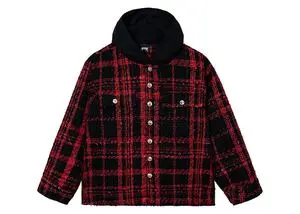 REVENGE Skull Patch Hooded Flannel - Red/black