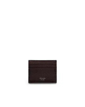 Prada Leather Card Holder - Brown