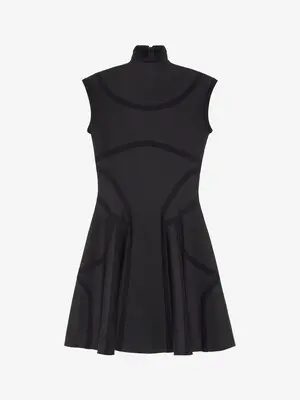 Alexander McQueen Ribbed Fit-and-flare Knit Mini Dress - Black