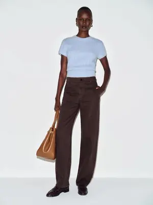 REFORMATION Brian Mid Rise Twill Pants - Brown