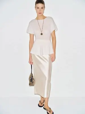 REFORMATION Anna Alpaca Peplum Sweater Top