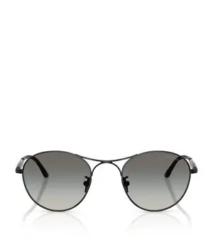 Giorgio Armani Steel Round Sunglasses - Black