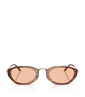 Giorgio Armani Acetate Irregular Sunglasses - Brown
