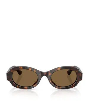 Giorgio Armani Tortoiseshell Oval Sunglasses - Brown