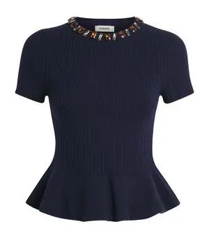 Sandro Wool-blend Embellished Sweater - Blue
