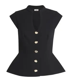 Sandro Button-up Peplum Top - Black