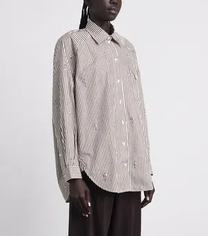 Sandro Cotton Stripe Embellished Shirt