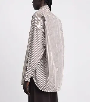 Sandro Cotton Stripe Embellished Shirt