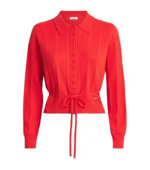 Sandro Wool-blend Pointelle Knit Cardigan - Red