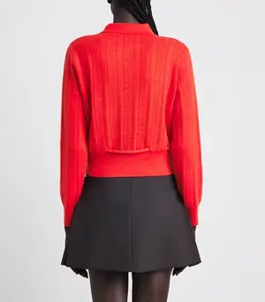 Sandro Wool-blend Pointelle Knit Cardigan