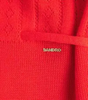 Sandro Wool-blend Pointelle Knit Cardigan