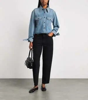 AGOLDE Hewitt Denim Shirt With Bow Detail Cuffs - Blue