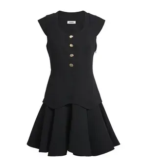 Sandro Structured Buttoned Mini Dress - Black