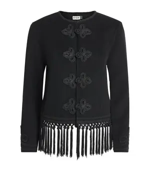 Rixo Inga Fringed Jacket - Black