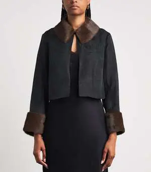 Rixo Faux Fur-trimmed Jacquard Luanne Jacket