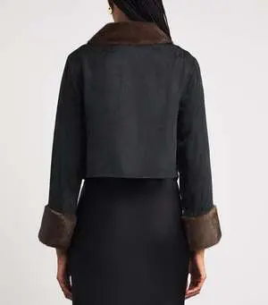 Rixo Faux Fur-trimmed Jacquard Luanne Jacket