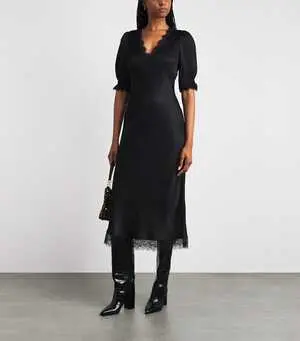 Rixo Satin Annina Midi Dress