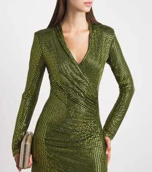 SELF-PORTRAIT Rhinestone-detail Midi Dress