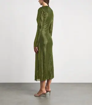 SELF-PORTRAIT Rhinestone-detail Midi Dress