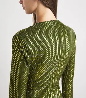 SELF-PORTRAIT Rhinestone-detail Midi Dress