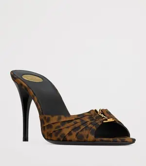 Saint Laurent Leopard Print Leather Babylone Sandals 90