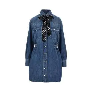 Valentino Garavani Denim Mini Dress With Silk Bow