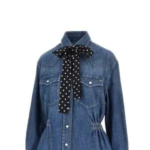 Valentino Garavani Denim Mini Dress With Silk Bow