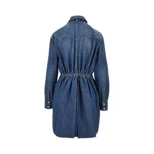 Valentino Garavani Denim Mini Dress With Silk Bow