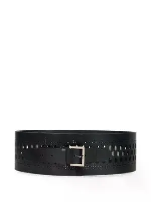 Alberta Ferretti Perforated Leather Belt - Black