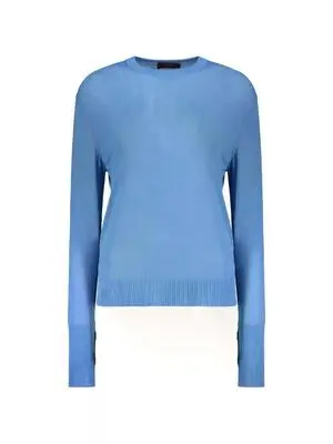 MOORER Button-detail Ribbed-trim Sweater - Blue