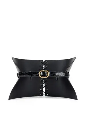 Elisabetta Franchi Bustier Belt With Python Print And Gold-tone Hardware