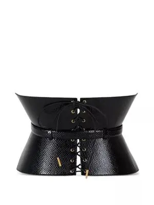 Elisabetta Franchi Bustier Belt With Python Print And Gold-tone Hardware
