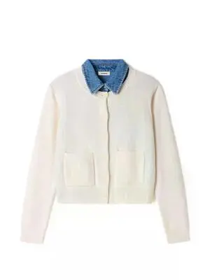 Sandro Denim-collar Cardigan - Neutrals