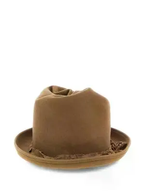 Yohji Yamamoto Asymmetric Crown Hat - Brown