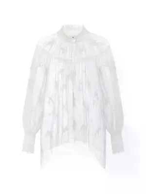 Elisabetta Franchi Lace Blouse With Ruffles And Sequins - White