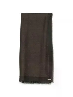 TOM FORD Monogram-jacquard Fringed Scarf - Brown
