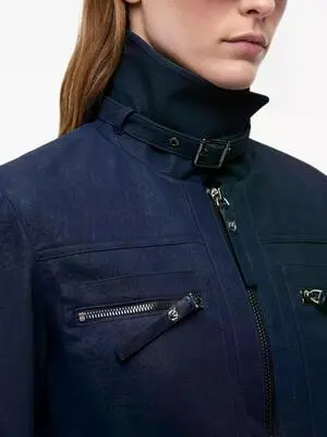 Pinko Zip-up Cropped Jacket With Classic Collar - Blue