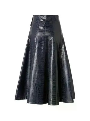 Pinko Croc-effect Flared Midi Skirt