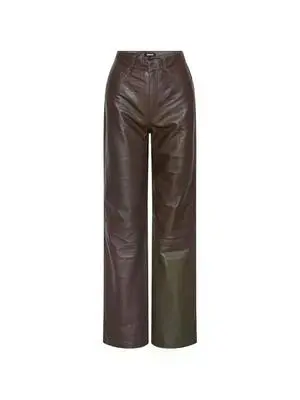 ROTATE BY BIRGER CHRISTENSEN High-waisted Straight-leg Trousers - Brown